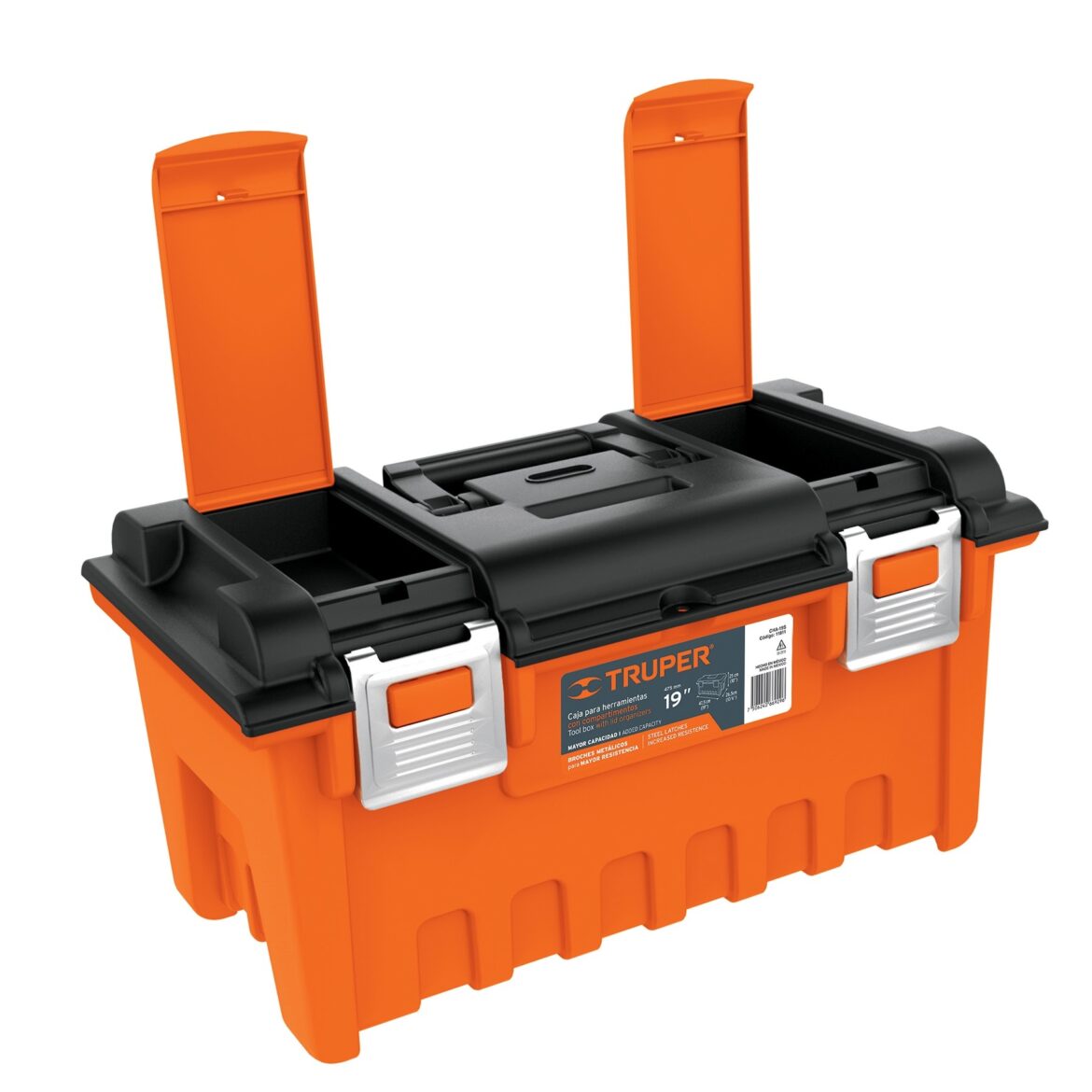 Caja Plástica 22' C/Compartimentos, Naranja, Broche Metálico - Seglodim